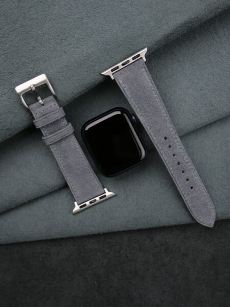 Stone Grey Suede Leather Apple Watch Band | Handdn - Bespoke Watchstraps